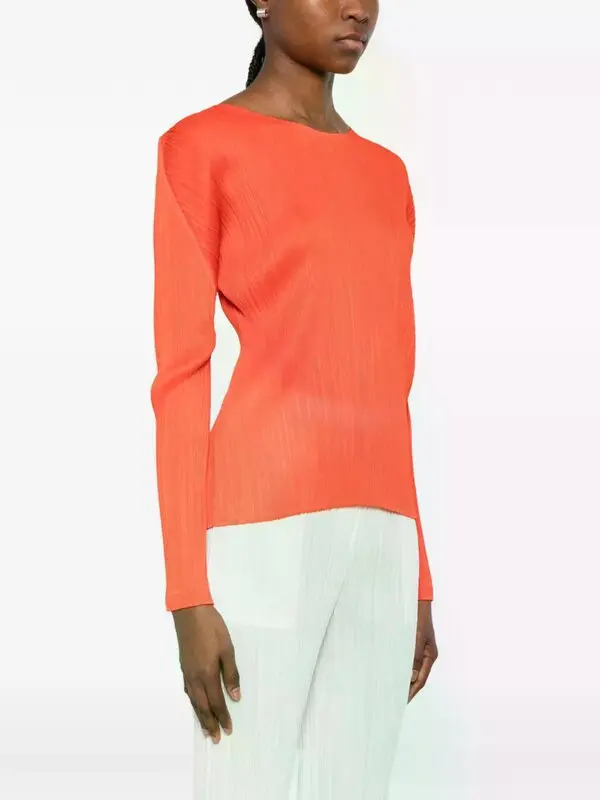 Issey Miyake Pleated Long-sleeve Top
