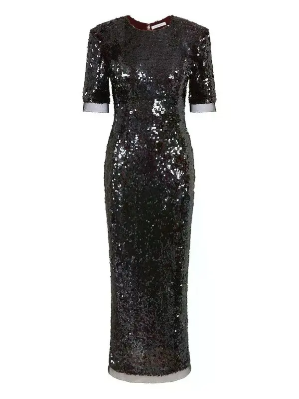 Rachel Gilbert Kaia Sequin Sleeve Dress - Black