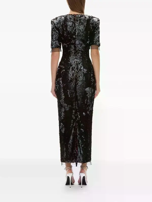 rachel gilbert black sequin dress Rachel Gilbert Kaia Sequin Sleeve Dress