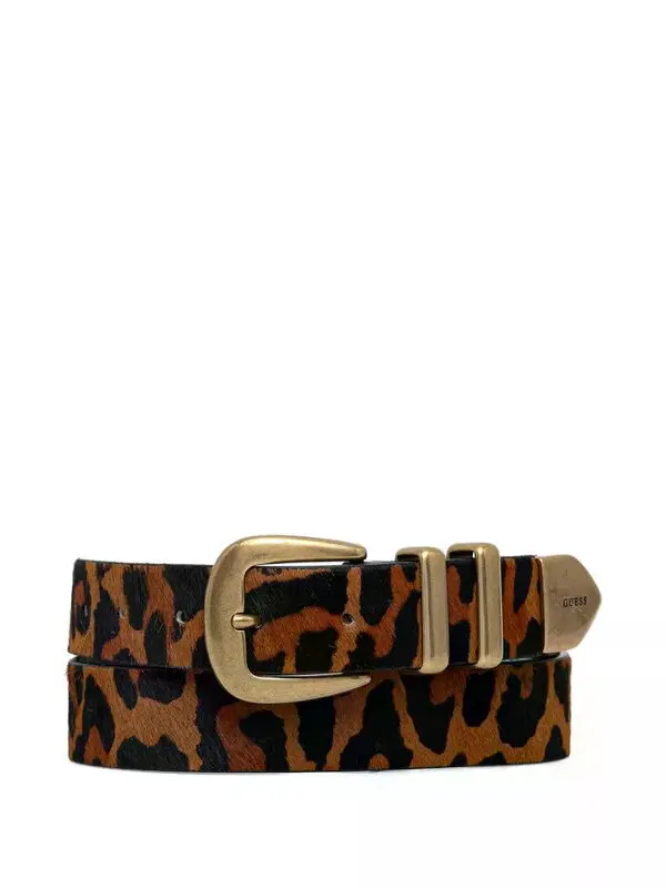 Guess Leopard-print Buckle Belt - Brown