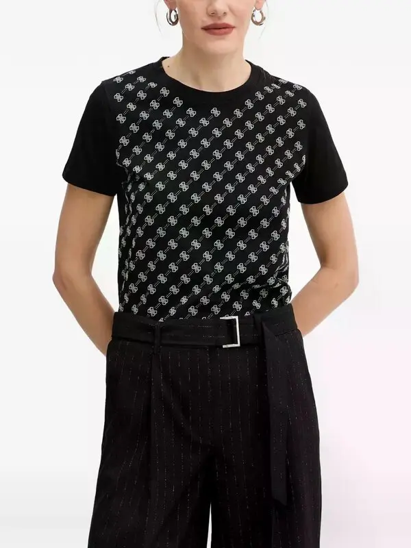 Guess Patterned Crew-neck T-shirt - Black