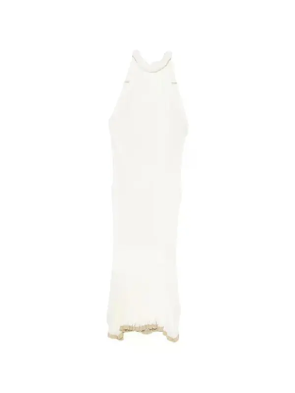 Alberta Ferretti Pleated Halterneck Dress - Neutrals