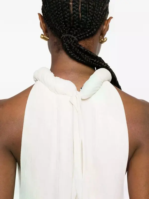 Alberta Ferretti Pleated Halter-neck Midi Dress - Neutrals