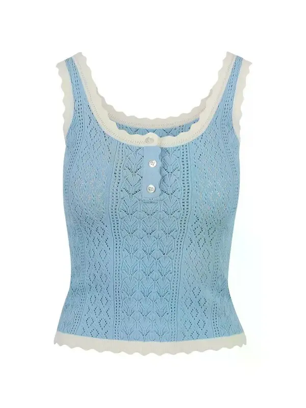 Sea Georgia Scalloped-trim Top - Blue