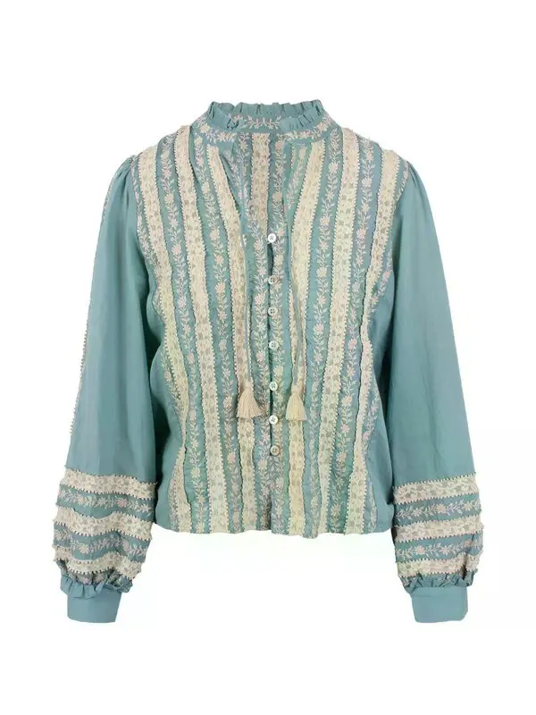 Sea Kirsten Lace-trim Embroidered Blouse - Blue