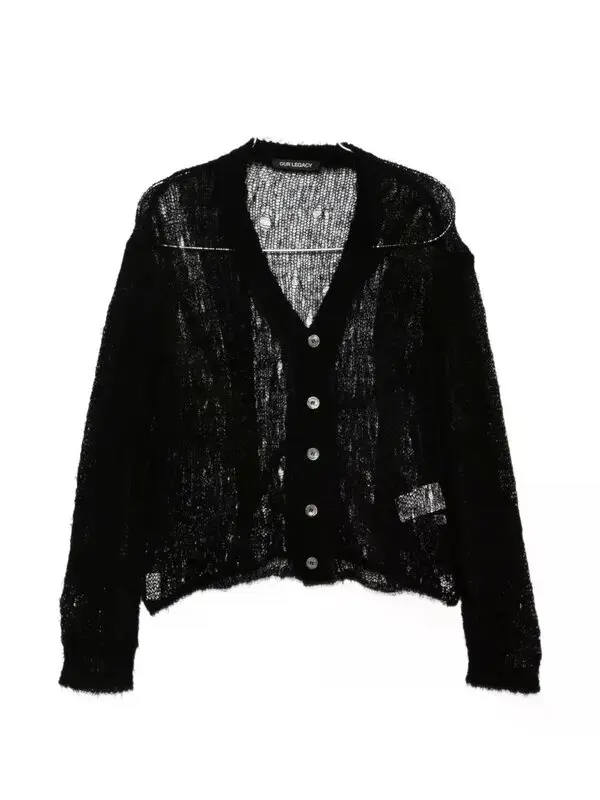 Our Legacy Academy Ragged Open-knit Cardigan - Black