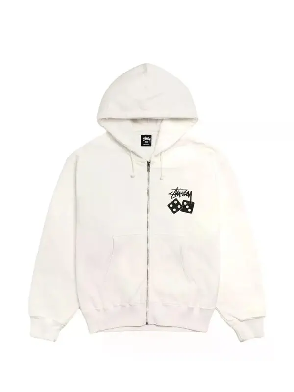 StÜssy Dice-print Zip Hoodie - Neutrals