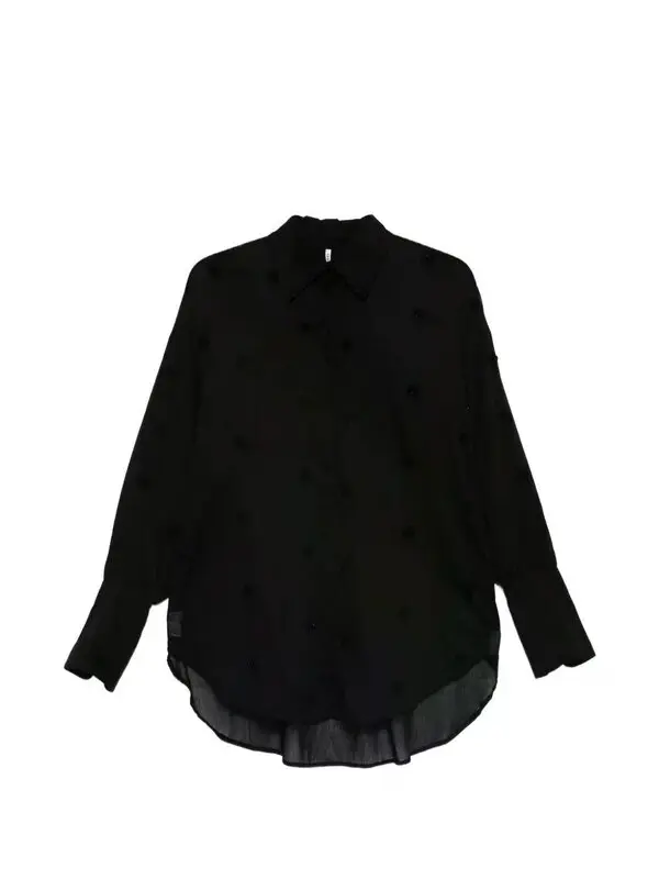 Liviana Conti Bead-embellished Semi-sheer Shirt - Black