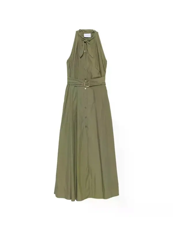 ISABELLE BLANCHE Belted Tie-neck Maxi Dress - Green