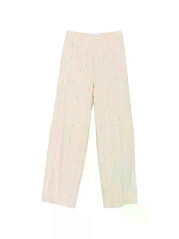 ISABELLE BLANCHE Sequin-embellished Pinstripe Trousers - Neutrals
