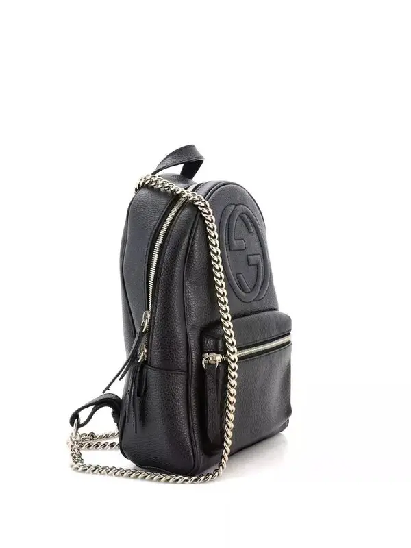 Gucci Soho Chain Leather Backpack - Black