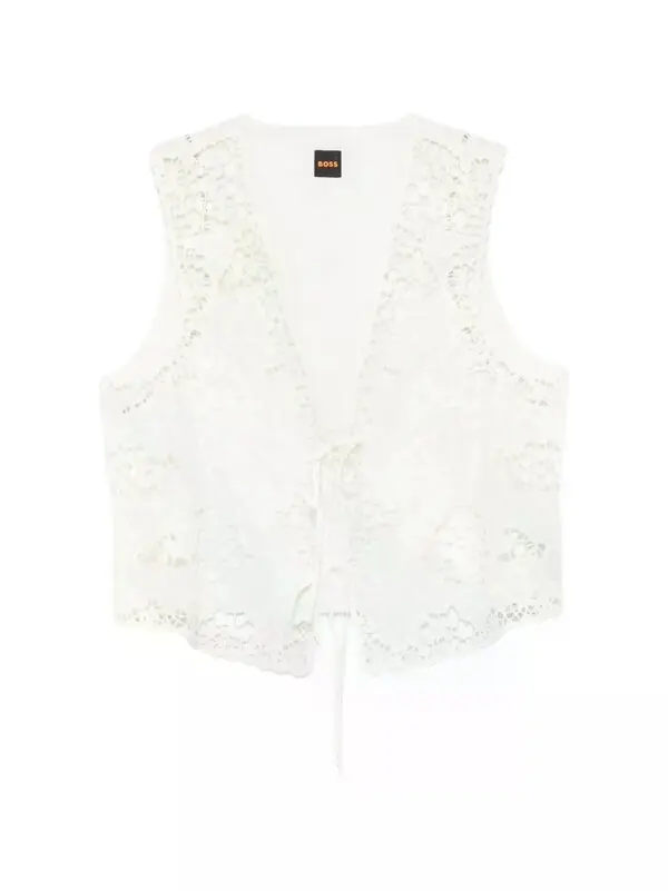 BOSS Lace Tie-fastening Top - White