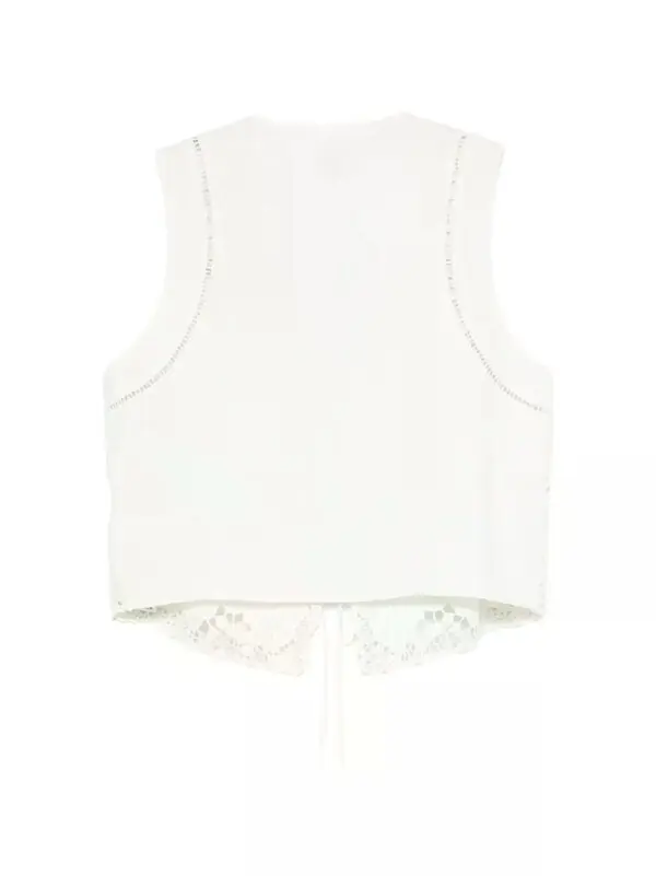 BOSS Lace Tie-fastening Top - White
