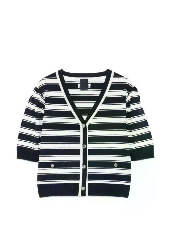 JUUN.J Horizontal-stripe Puff-sleeve Blouse - Blue