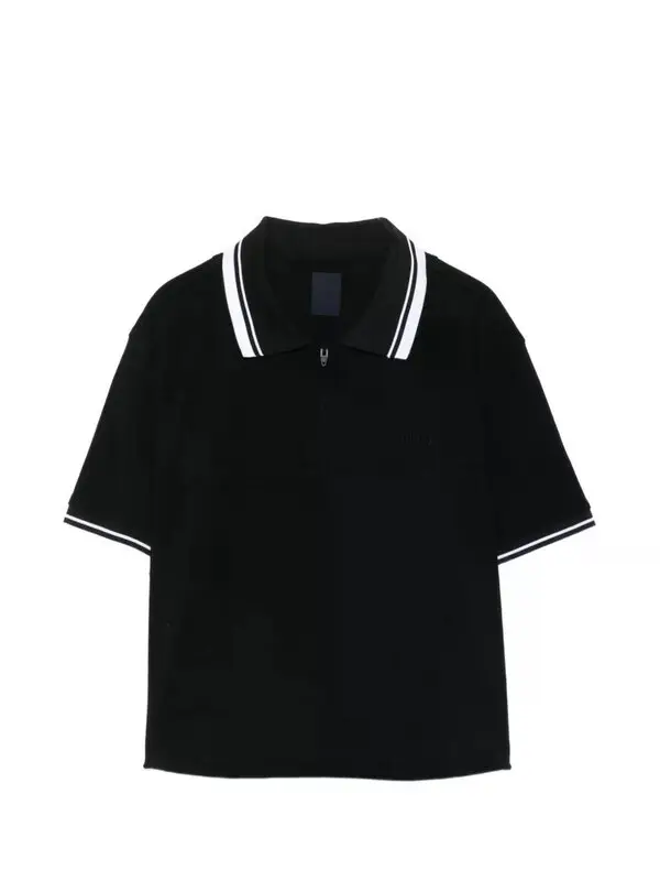 JUUN.J Zip-fastening Striped Polo Shirt - Black