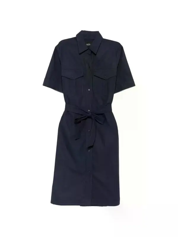 A.p.c. Belted Short-sleeve Shirt Dress - Blue