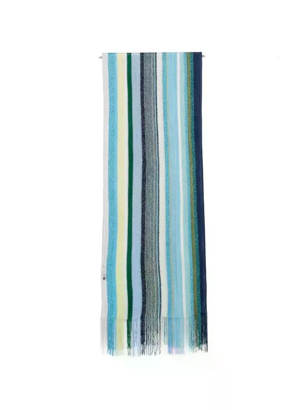 Missoni Striped Fringed Scarf - Blue
