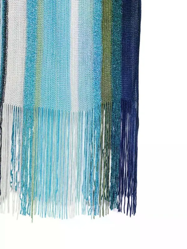 Missoni Striped Fringed Scarf - Blue