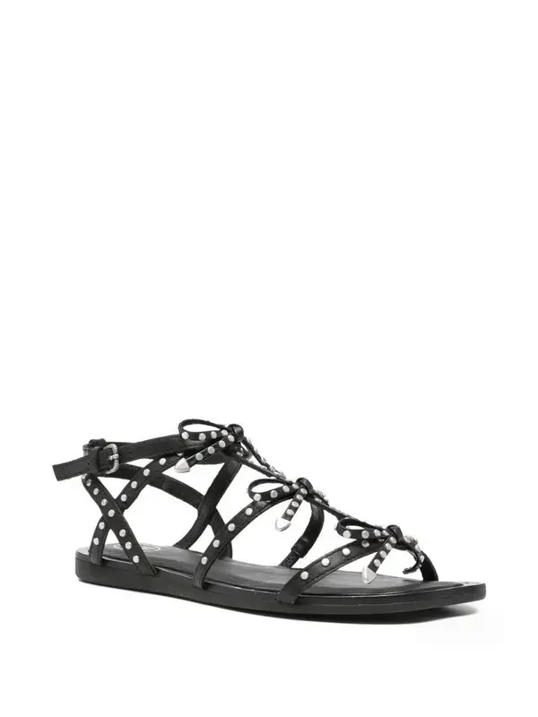 Ash Gladius Stud-embellished Bow Sandals - Black