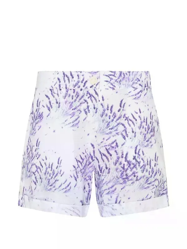 Vilebrequin Lavender-print Linen Shorts - White