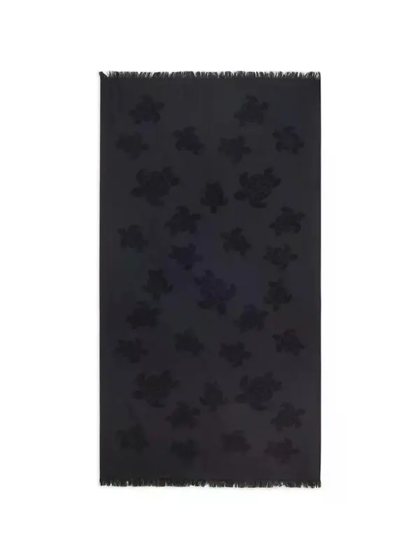 Vilebrequin Turtle-jacquard Fringed Towel - Black