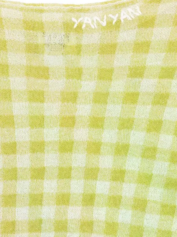 YANYAN Gingham Boatneck Top