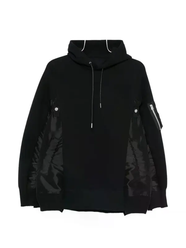 Sacai Panelled Zip-pocket Hoodie - Black