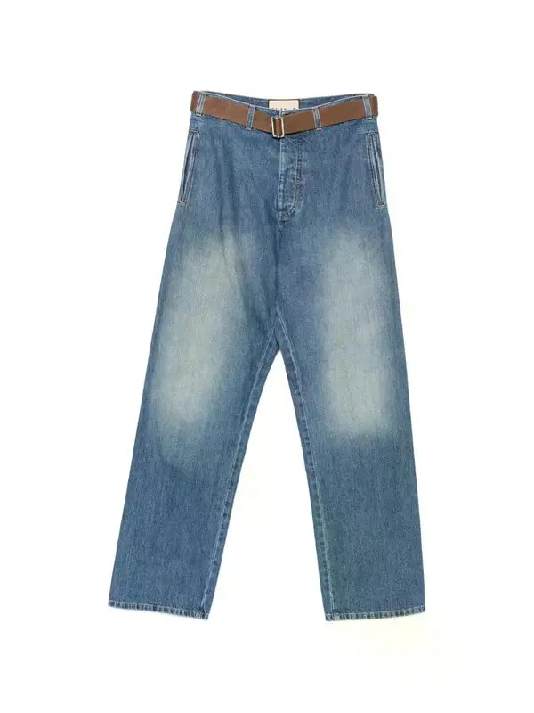 Plan C Belted Faded Jeans - Blue