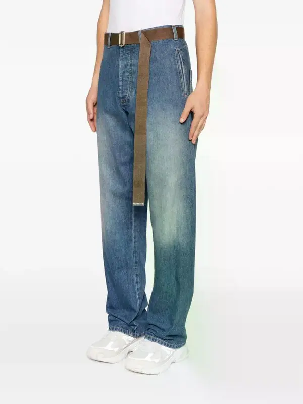 Plan C Belted Faded Jeans
