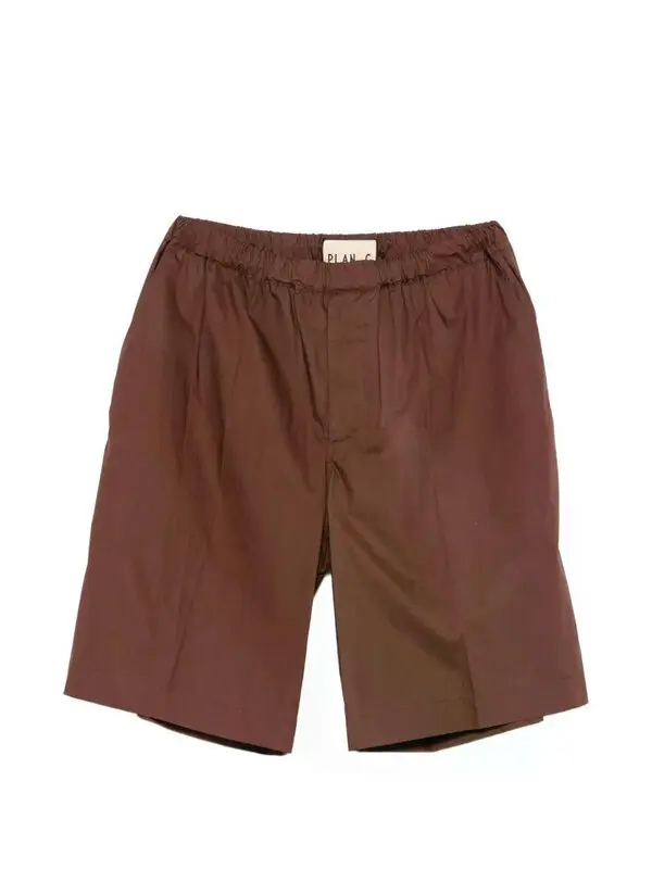 Plan C Pleated Elasticated-waist Shorts - Brown