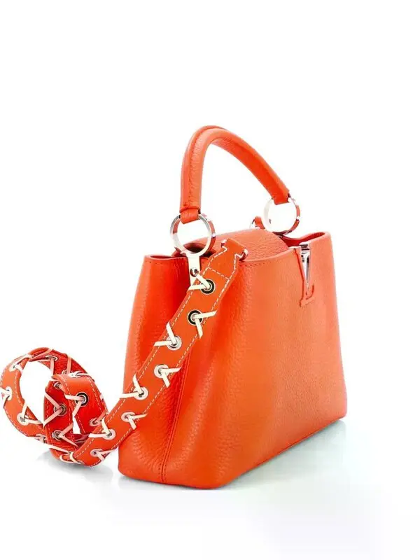 LOUIS VUITTON Capucines Bag Leather With Whipstitch Strap Bb Satchel - Orange