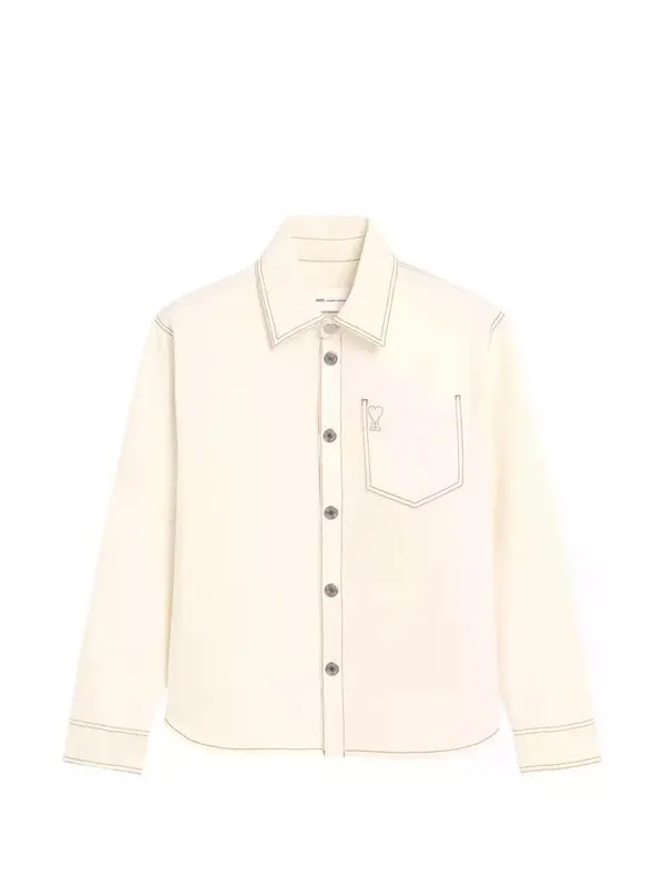 Ami Cotton De Coeur Overshirt - Neutrals