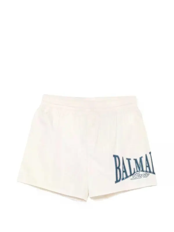 Balmain Logo-print Swim Shorts - Neutrals