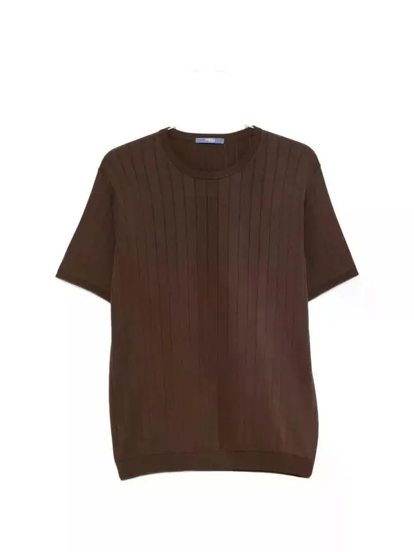 PEOPLE OF SHIBUYA Ribbed Short-sleeve T-shirt - Brown