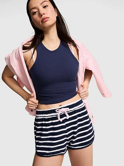 Pink Terry Cover-up Shorts - Print
