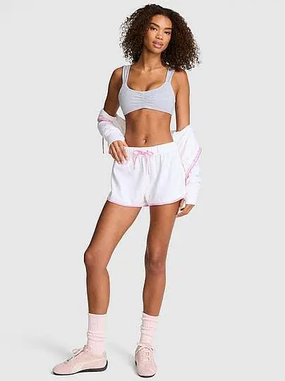 Pink Terry Cover-up Shorts - White,ivory