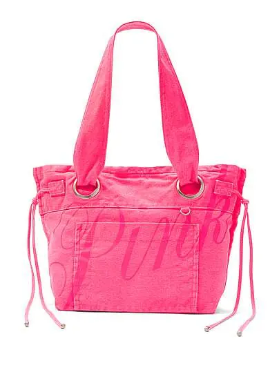 Pink Canvas Flat-bottom Tote Bag - Pink