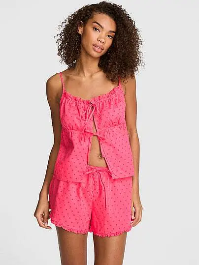 Pink Coastal Cutie Fly-away Cami And Shorts Pajama Set - Pink