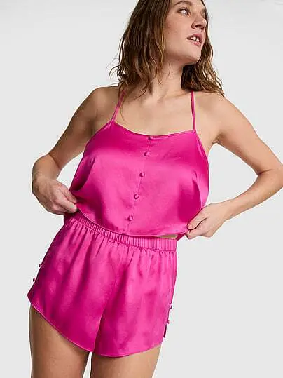 Pink Grw ™ Satin Cami & Shorts Pajama Set - Pink