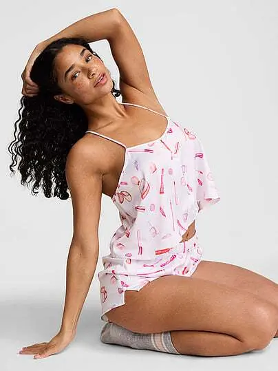 Pink Grw ™ Satin Cami & Shorts Pajama Set - Print