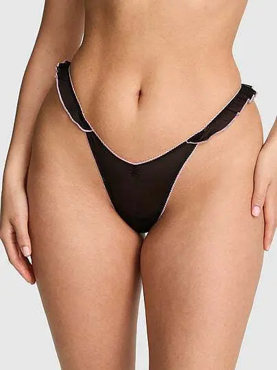 Pink Wink™ Flutter Thong Panty - Black