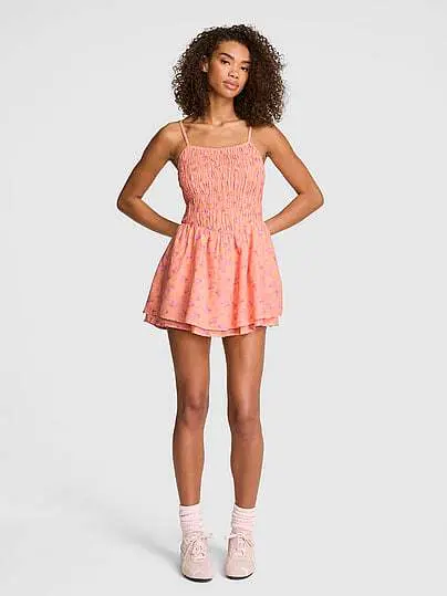 Pink Flirty Fit Smocked Mini Dress - Floral