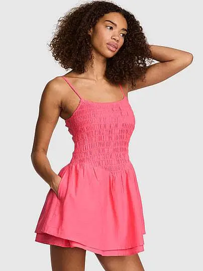Pink Flirty Fit Smocked Mini Dress - Pink