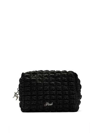 Pink Top-zip Makeup Bag - Black