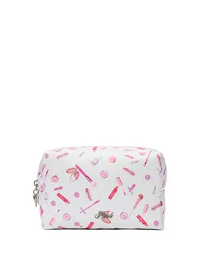 Pink Top-zip Makeup Bag - Print