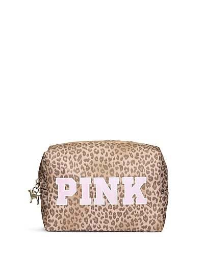 Pink Top-zip Makeup Bag - Print