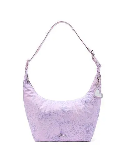 Pink Satin Nylon Hobo Bag - Print