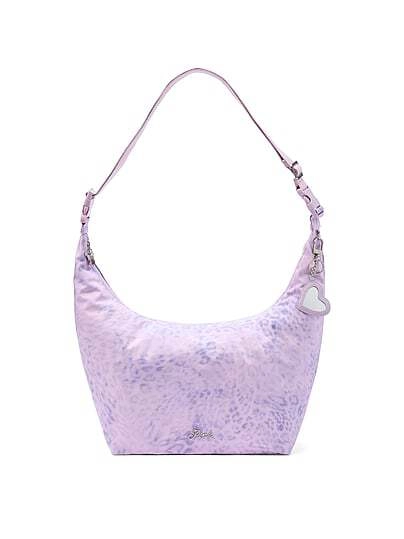 Pink Satin Nylon Hobo Bag - Print