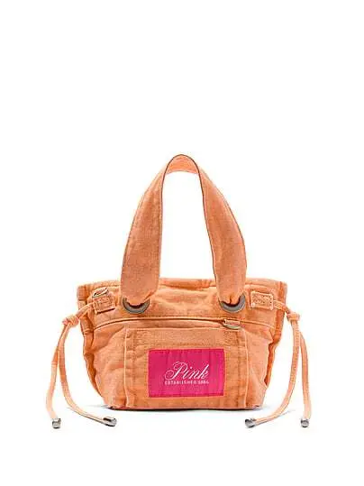 Pink Canvas Flat-bottom Mini Tote Bag - Orange
