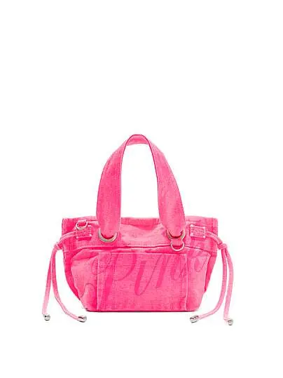 Pink Canvas Flat-bottom Mini Tote Bag - Pink